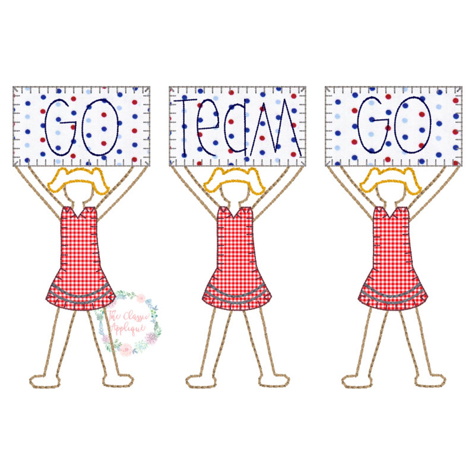 Vintage Stitch Cheerleaders Trio Holding Blanket Stitch - Etsy