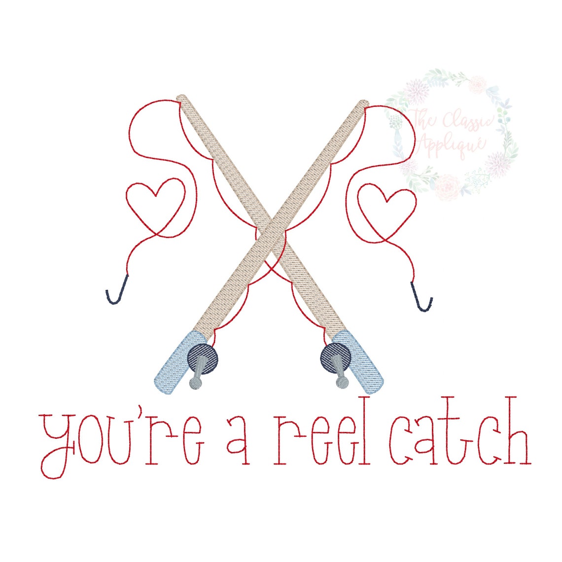 Valentine's Day Fishing Poles With Hearts Boy Sketch Fill - Etsy