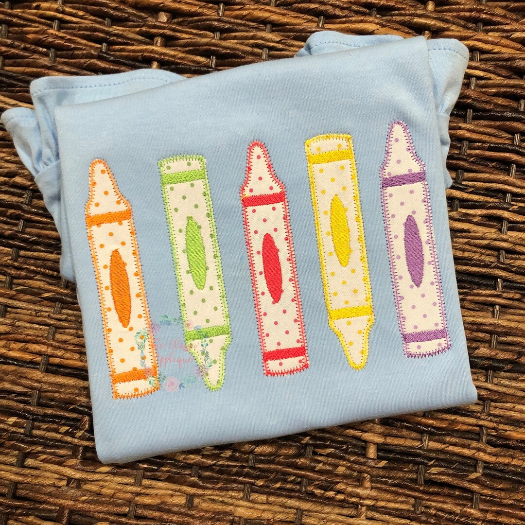 Back to School Preschool Crayons Zig Zag Applique Machine Embroidery Design File - Etsy