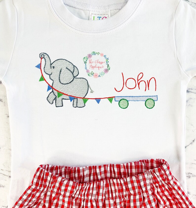 Elephant Pulling Wagon for Monogram or Name Sketch Fill Light - Etsy