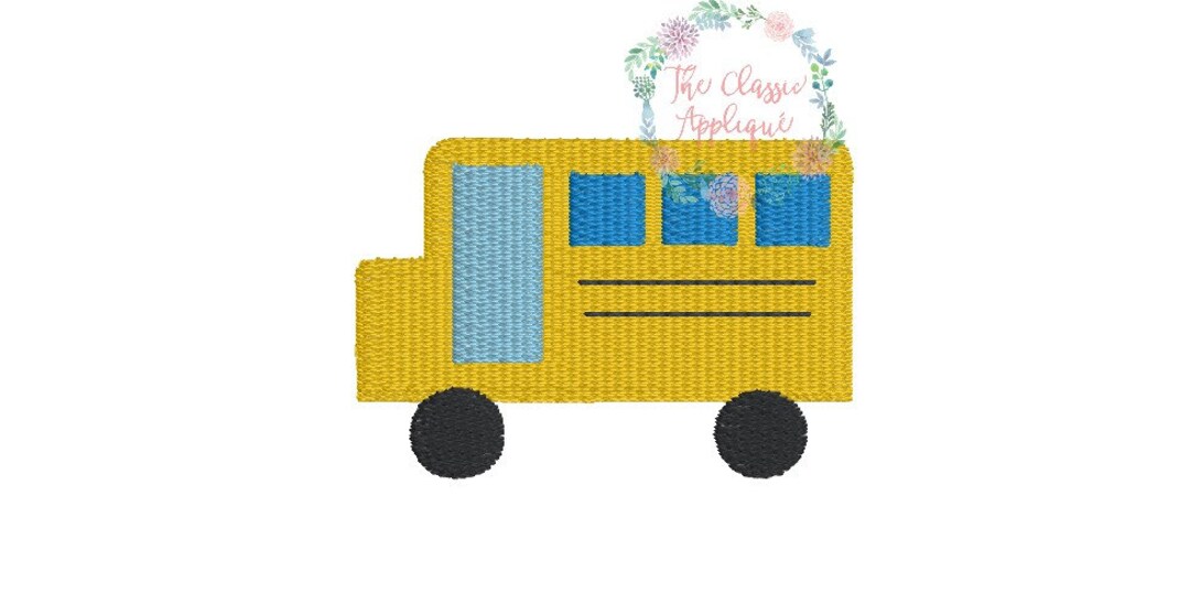 Transportation Back to School Bus Mini Fill Stitch Machine Embroidery ...