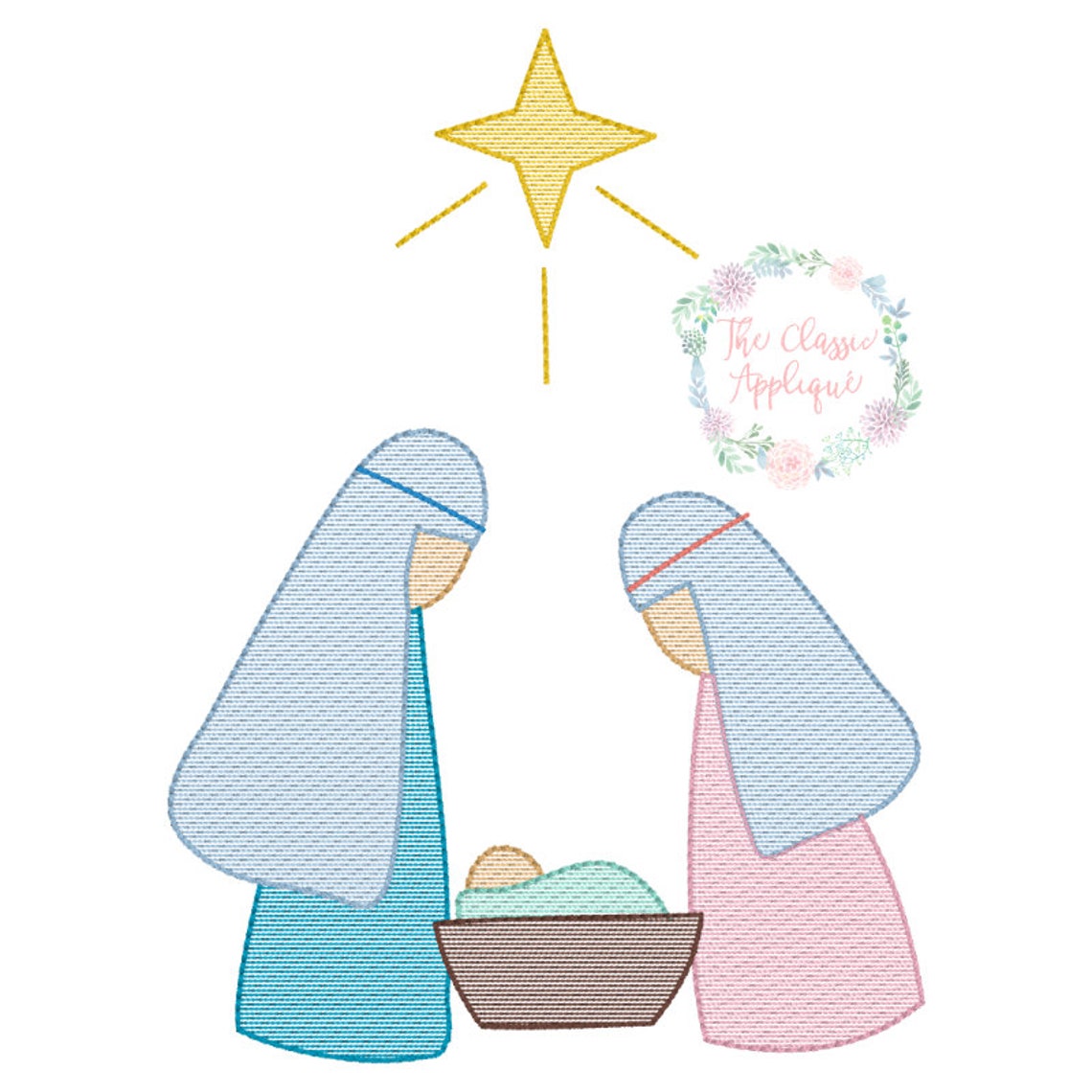Christmas Nativity With Mary and Joseph Sketch Fill Light - Etsy