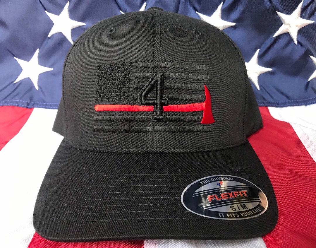 Free Personalization Thin Red Line Axe Fire Fighter American Flag Hat ...