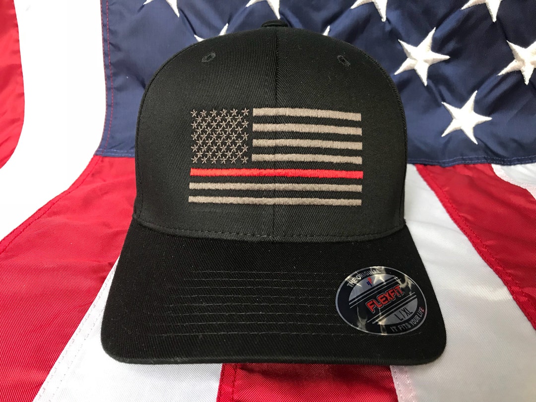 Free Personalization Thin Red Line Fire Fighter Charcoal Grey American ...