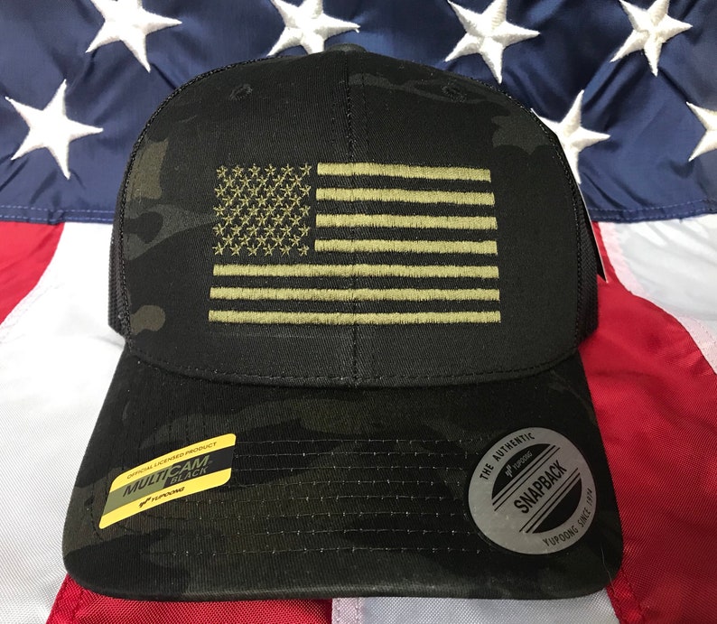 Black Multicam Olive Drab American Flag Hat, Flag Baseball Cap ...