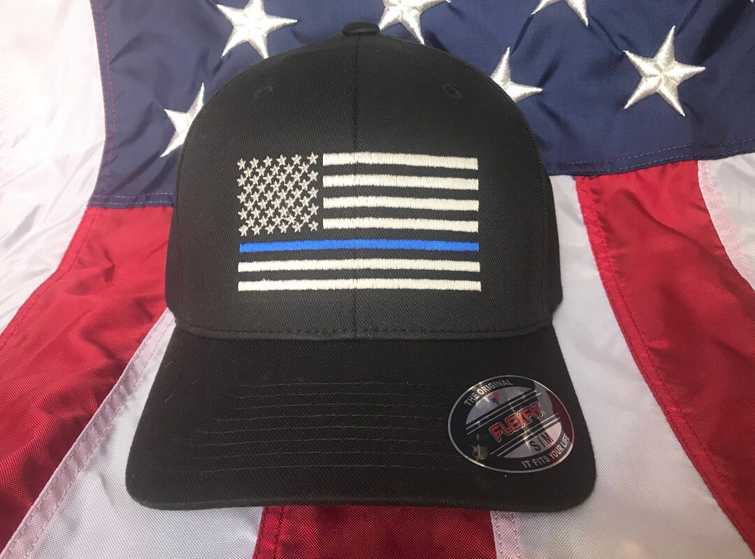Free Personalization, Men's Thin Blue Line Police Officer American Flag ...