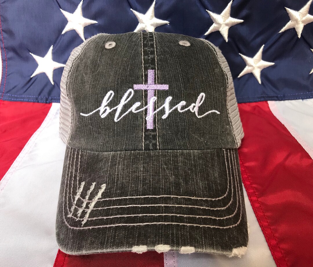 Blessed Cross Embroidered Hat, Christian Cross Baseball Hat, Christian ...