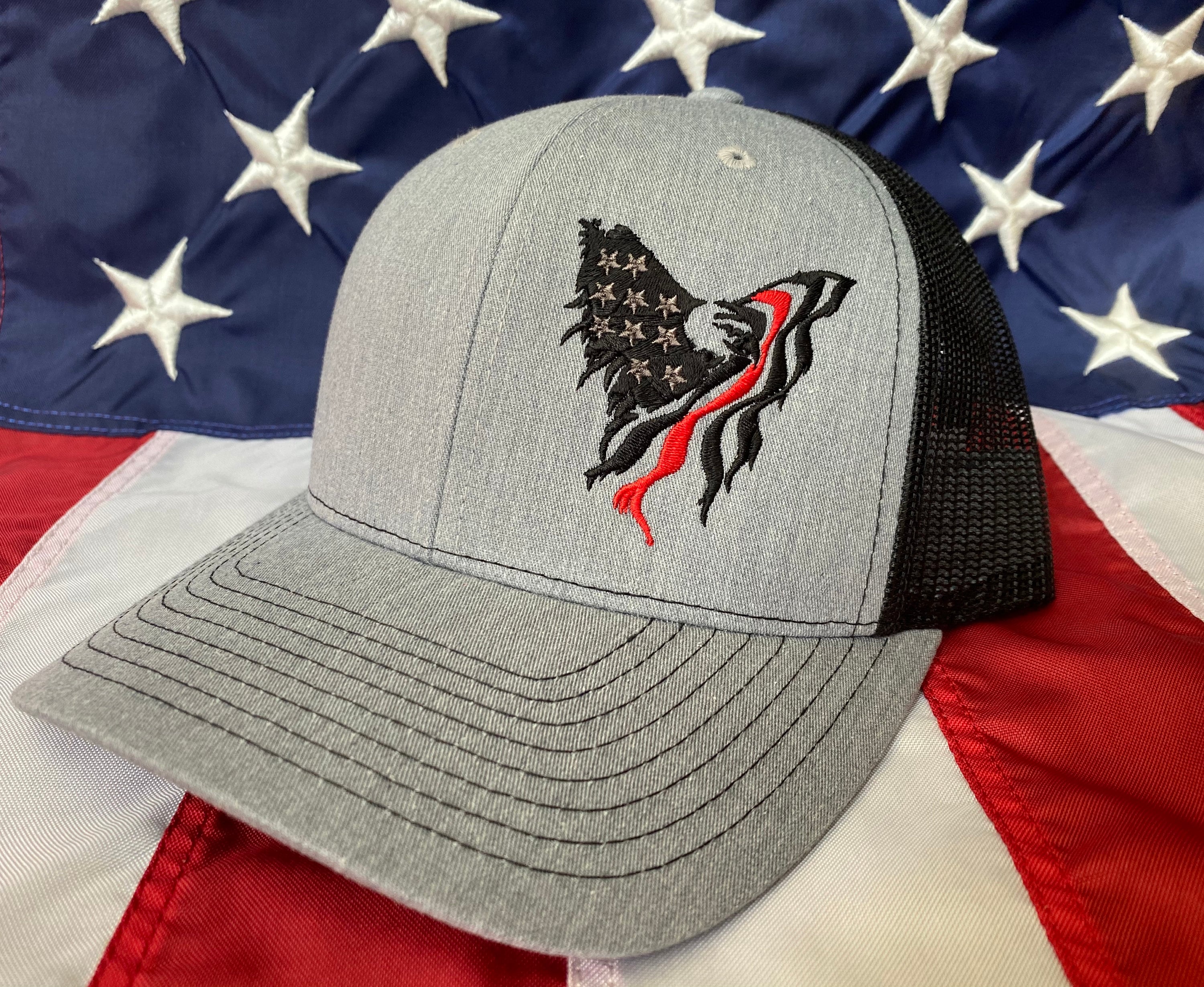 Eagle American flag thin red line embroidered hat, Richardson snapback ...