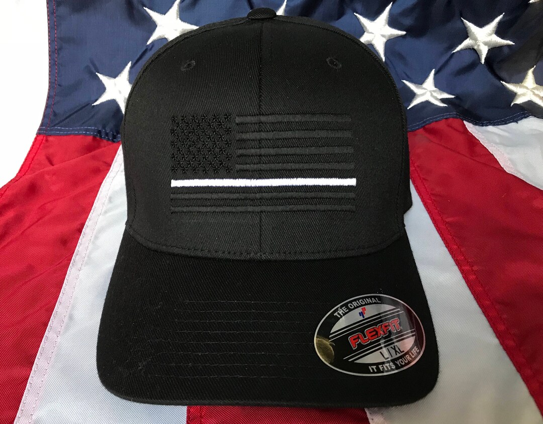 Free Personalization, Thin White Line Hat, Blacked Out American Flag ...