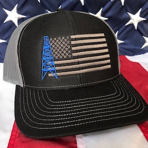 Any Colors Oilfield American Flag Embroidered Hat, Oil Rig Flag Hat ...