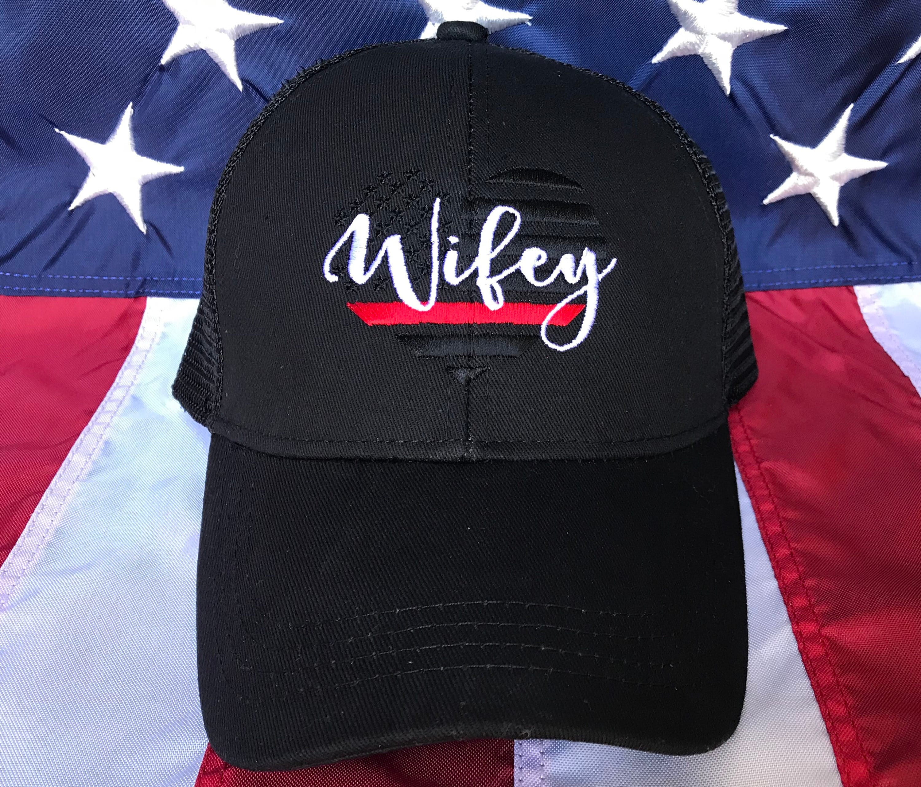 Any colors, blacked out thin red line Wifey heart flag, fire wife Pony ...