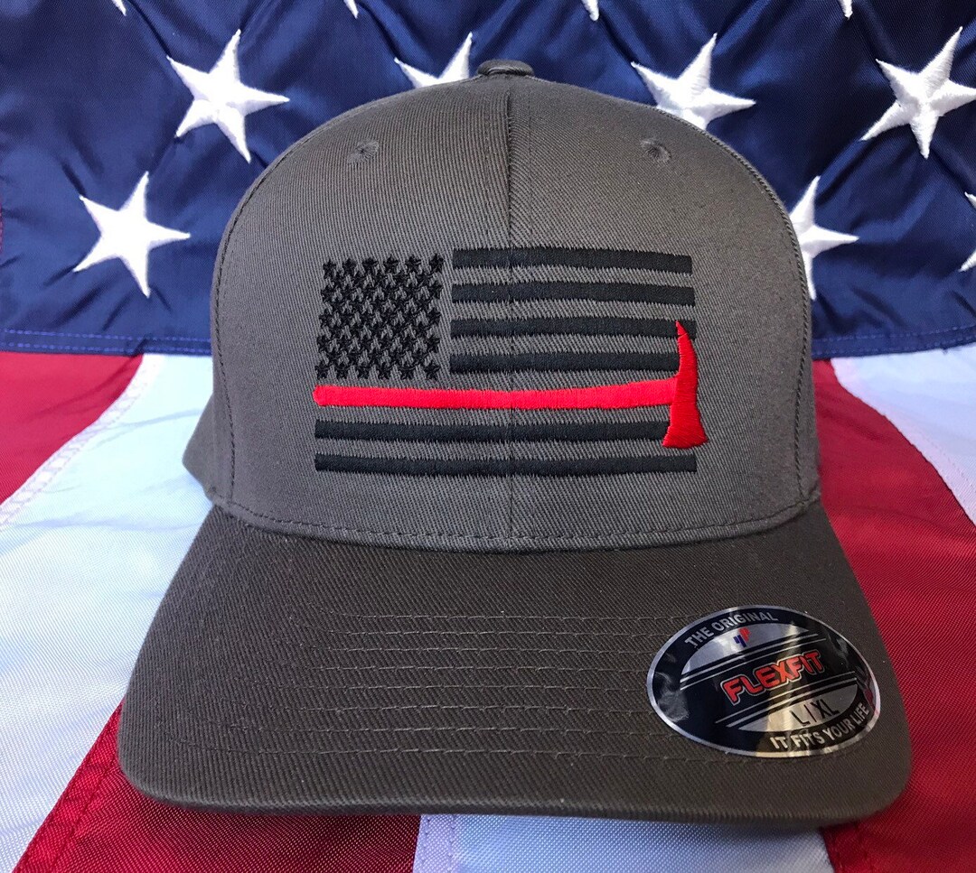 Free Personalization Thin Red Line Axe Fire Fighter American Flag Dark ...