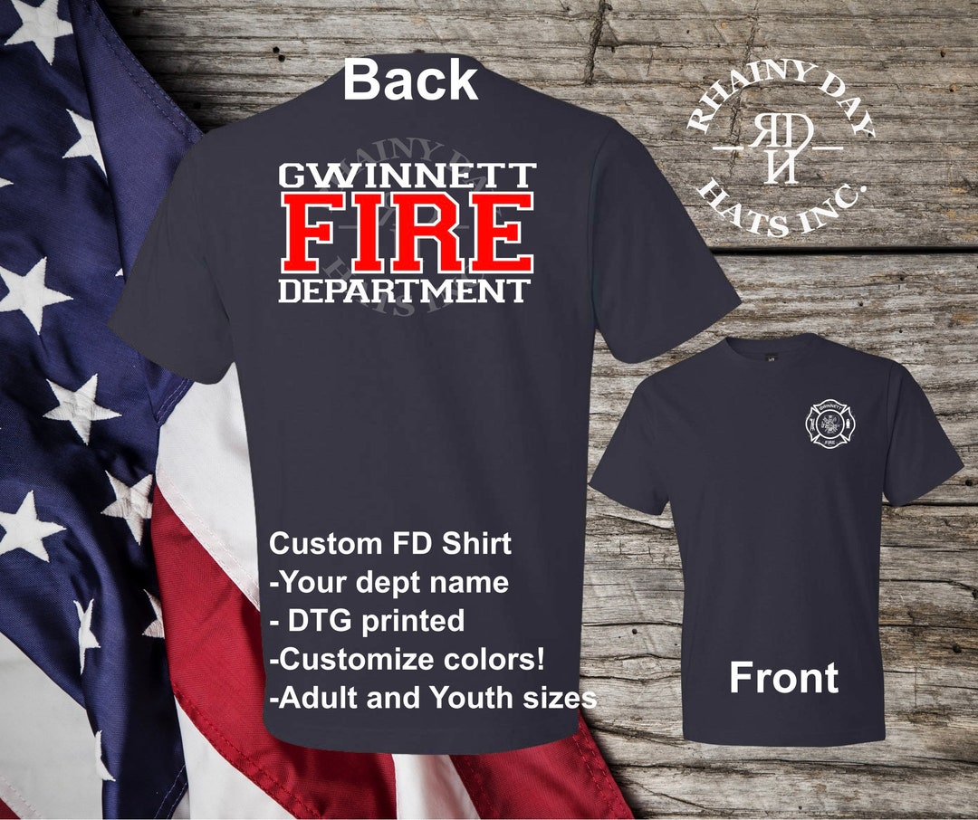 Free Personalization, Custom Fire Department Printed Shirt, Youth Fire ...