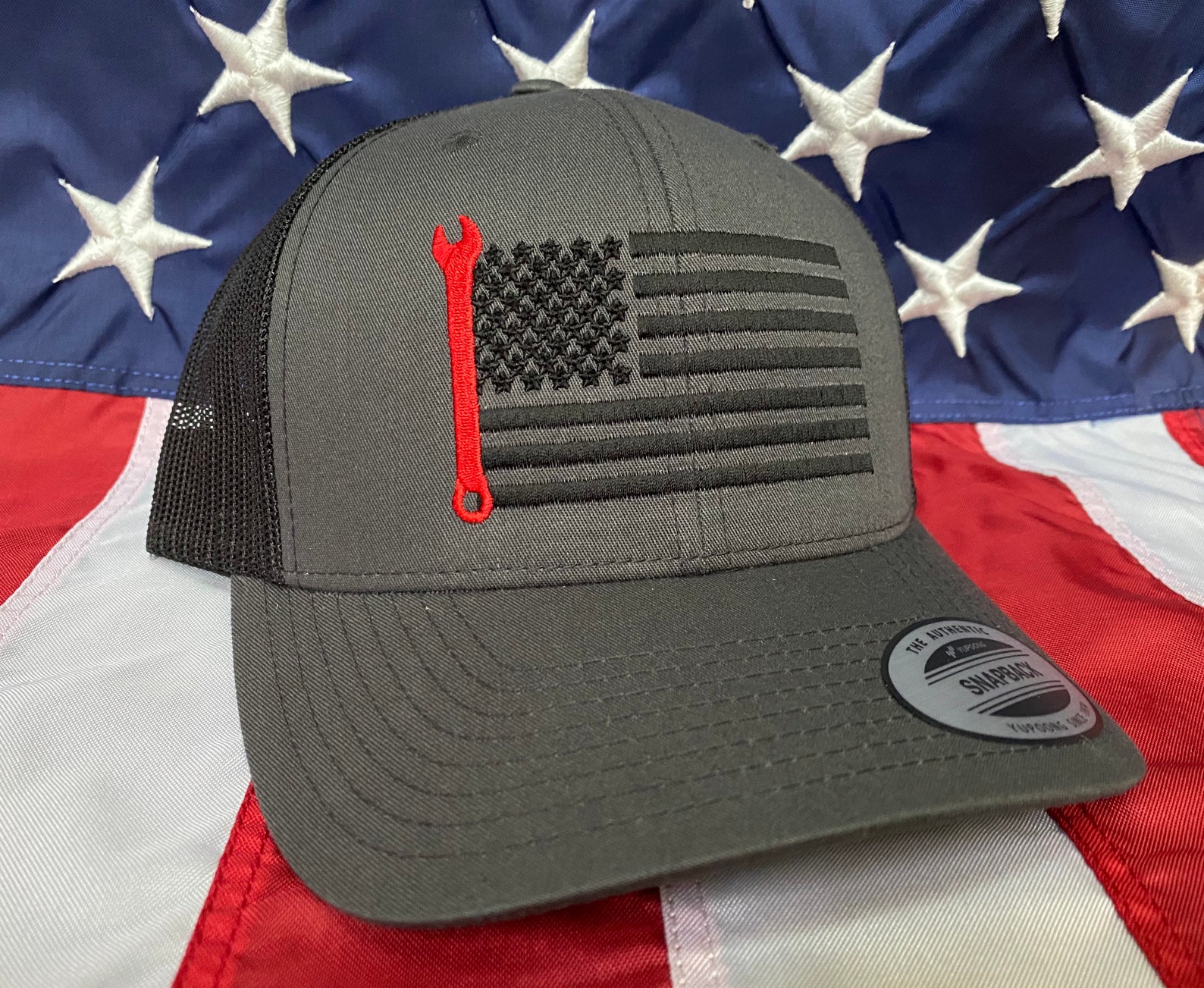 Any Colors, Mechanic Flag Embroidered Hat, Mechanic Baseball Cap, Red ...