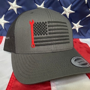 Any Colors, Mechanic Flag Embroidered Hat, Mechanic Baseball Cap, Red ...