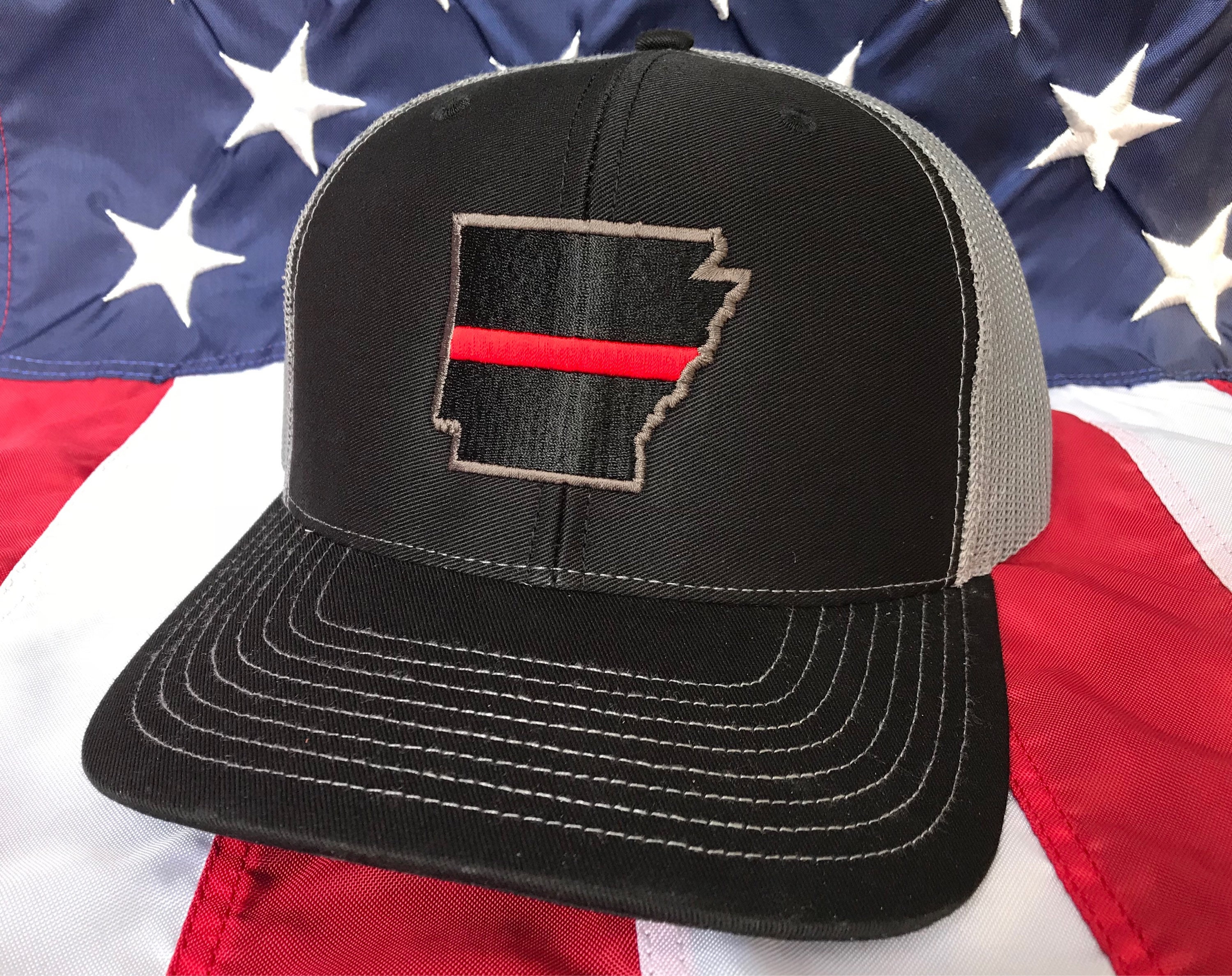Thin red line state of AR fire fighter embroidered cap, firefighter hat ...