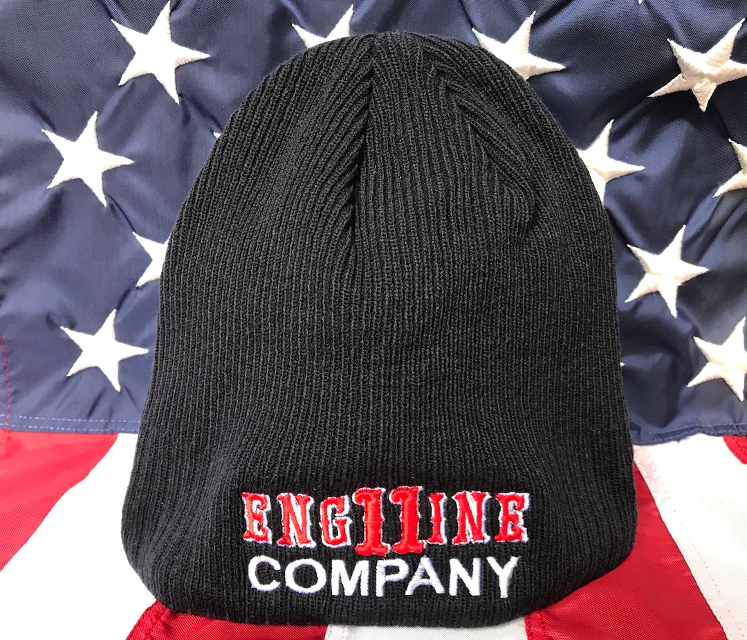 Custom Engine Company Station Beanie, Firefighter Skull Cap, Navy or ...