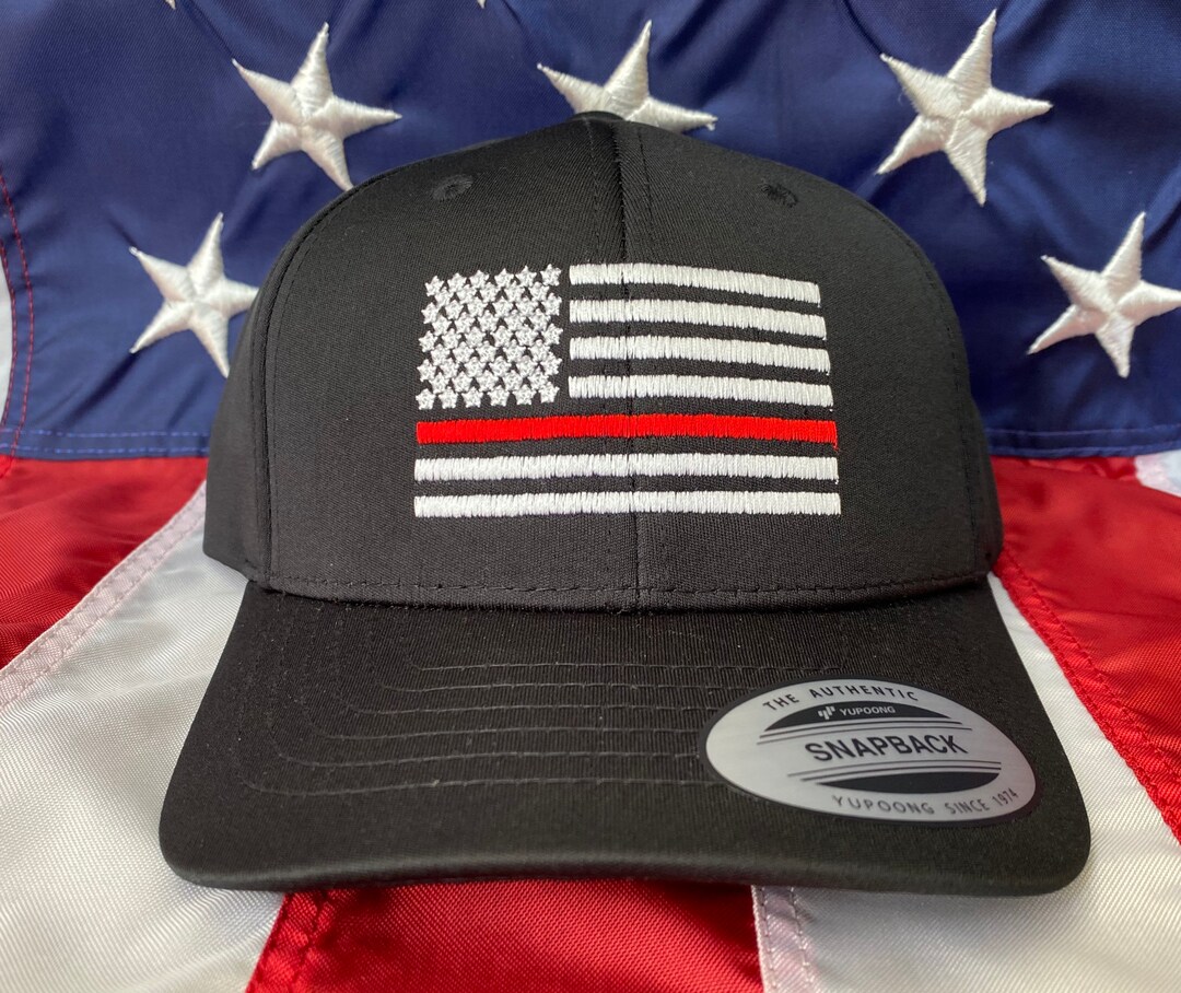 Youth Thin Red Line Snapback Baseball Cap, Custom Station Number, Fire ...