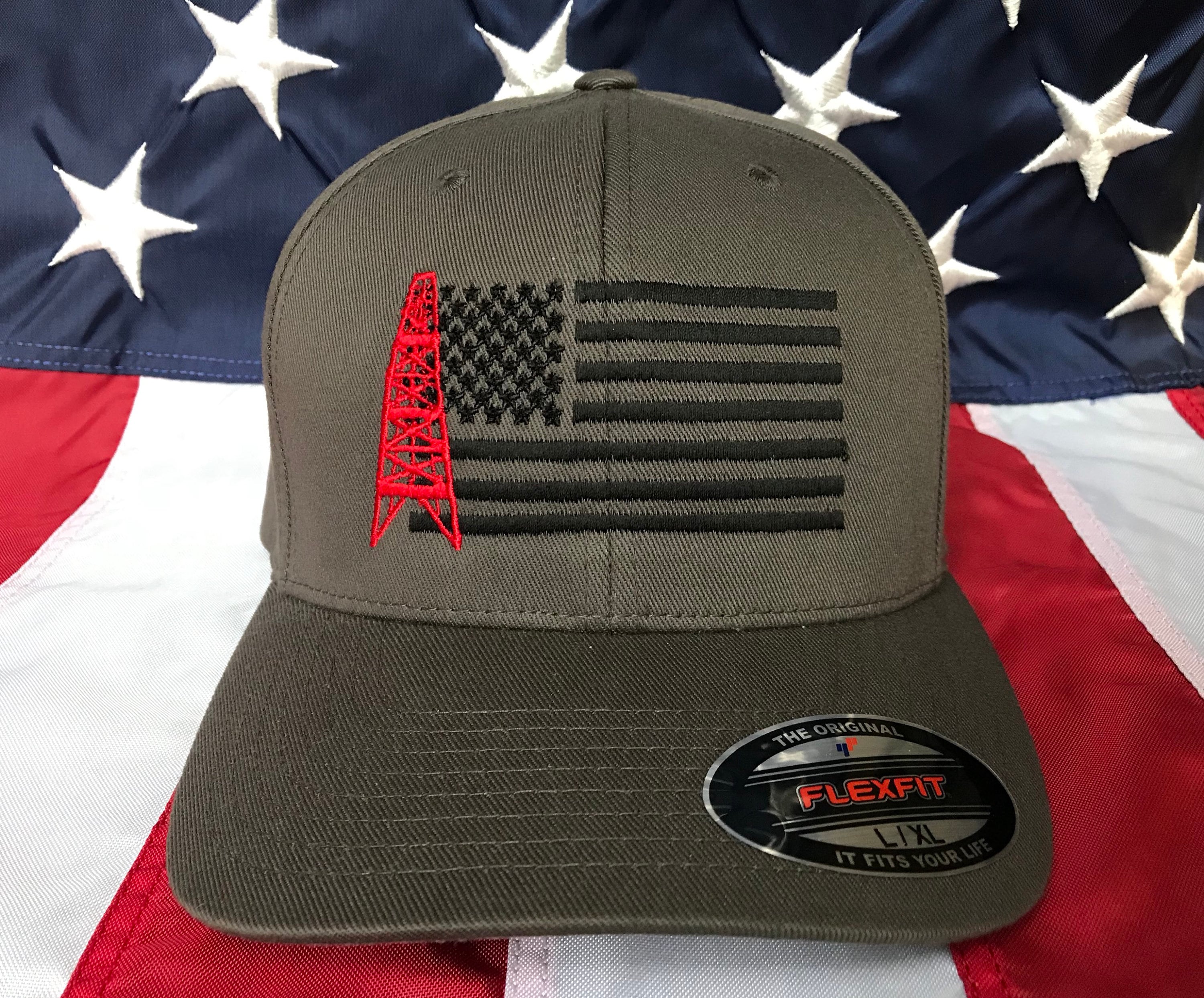 Any colors, oilfield flag embroidered hat, oil rig baseball cap, oil ...