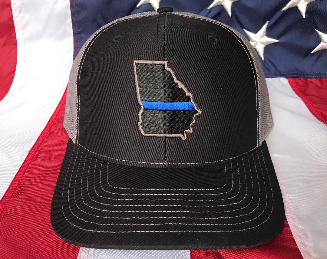 Thin Blue Line State of Ga Police Officer Embroidered Cap, Georgia ...