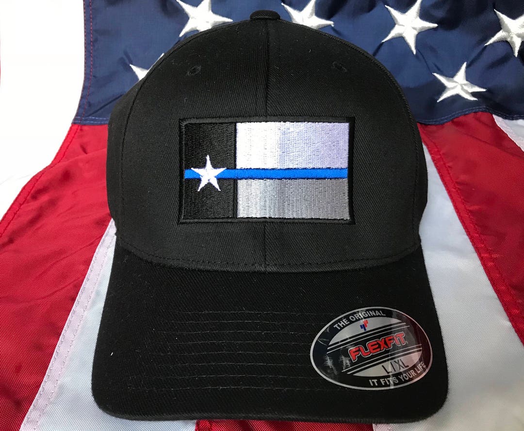 Free Personalization Thin Blue Line Police Officer Texas State Flag Hat ...