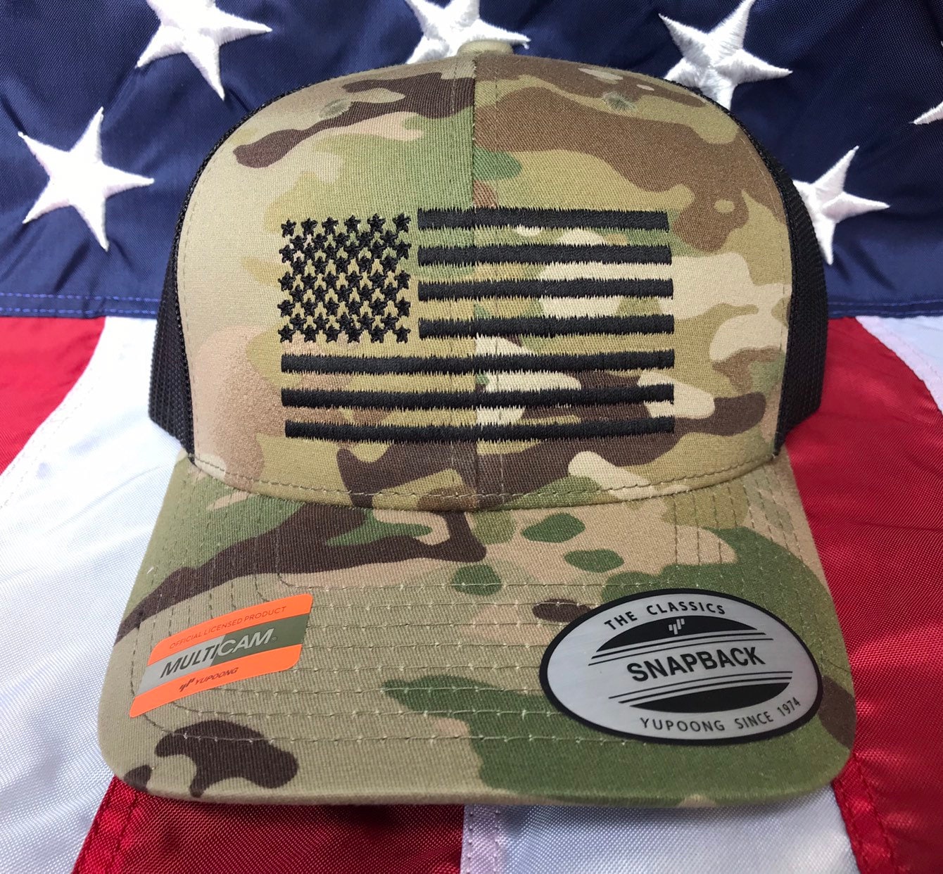Multicam American flag hat, flag baseball cap, snapback hat, fitted cap ...
