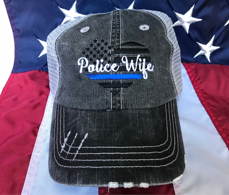 Thin Blue Line Police Wife American Flag Heart Police Wife - Etsy