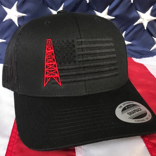 Any Colors Black Oilfield Flag Embroidered Hat Oil Rig - Etsy
