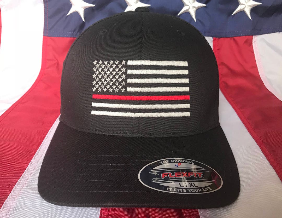 Free Personalization Thin Red Line Fire Fighter American Flag Hat, Fire ...