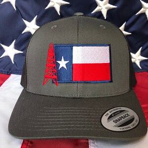 Texas Oilfield Flag Embroidered Hat, Oil Rig Baseball Cap, Roughneck ...