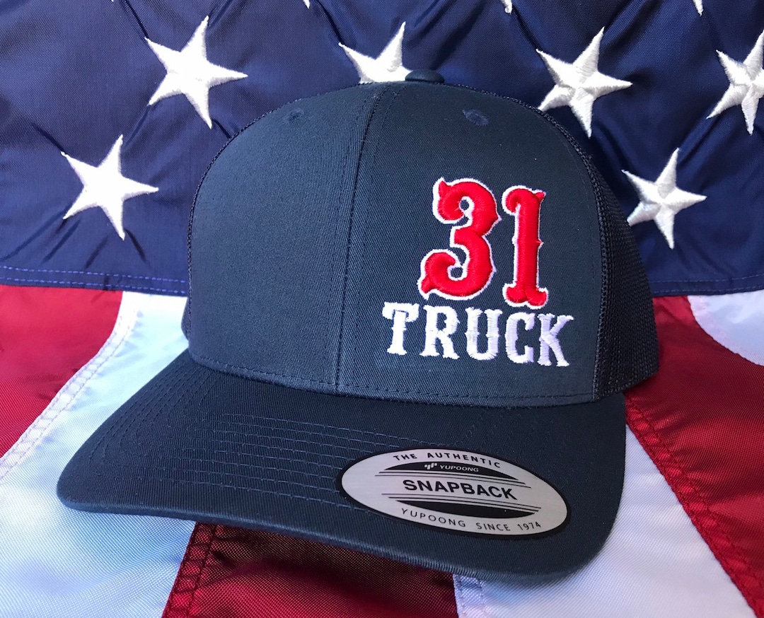 Free Personalization Side Panel 3D Numbers Firefighter Truck Hat ...