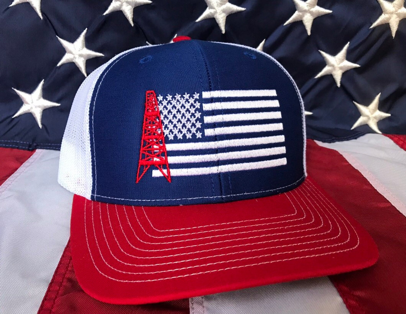 Any Colors Oilfield American Flag Embroidered Hat Oil Rig - Etsy
