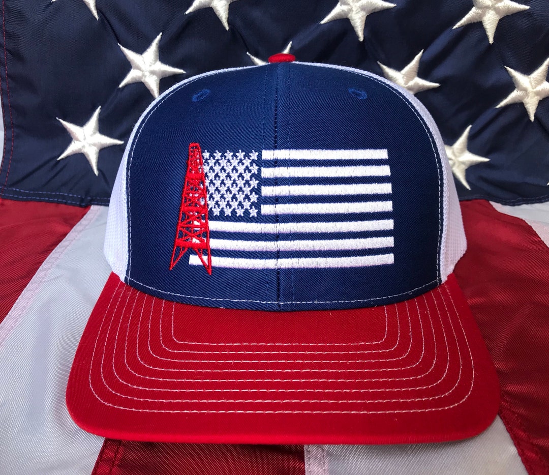 Any Colors Oilfield American Flag Embroidered Hat, Oil Rig Flag Hat ...