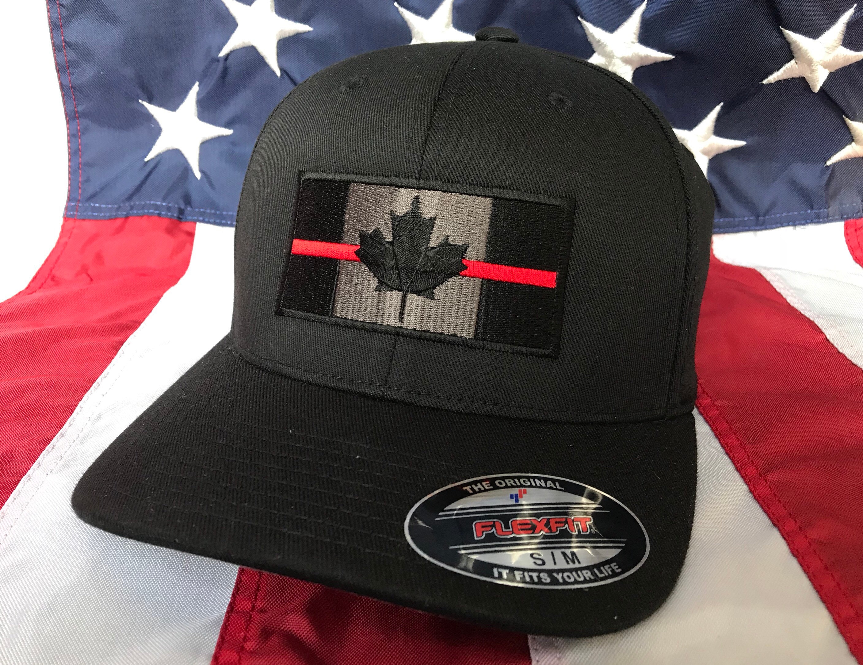 Free personalization Thin red line Fire fighter Canadian Flag hat ...