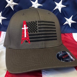 Any Colors, Oilfield Cross Flag Embroidered Hat, Oil Rig Baseball Cap ...