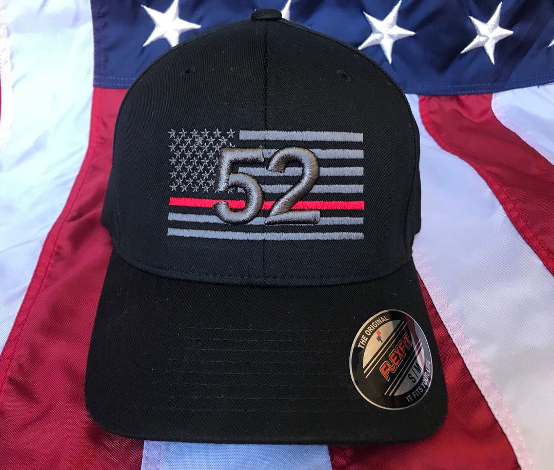 Free Personalization, Dark Gray Thin Red Line Hat Station Fire Fighter ...