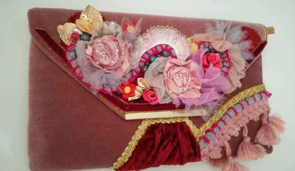 Velvet Shabby Clutch. Shabby Chic Deluxe Handmade OOAK Clutch. - Etsy