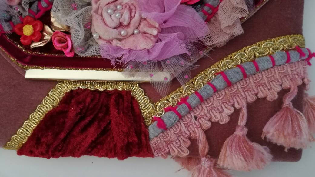 Velvet Shabby Clutch. Shabby Chic Deluxe Handmade OOAK Clutch. - Etsy