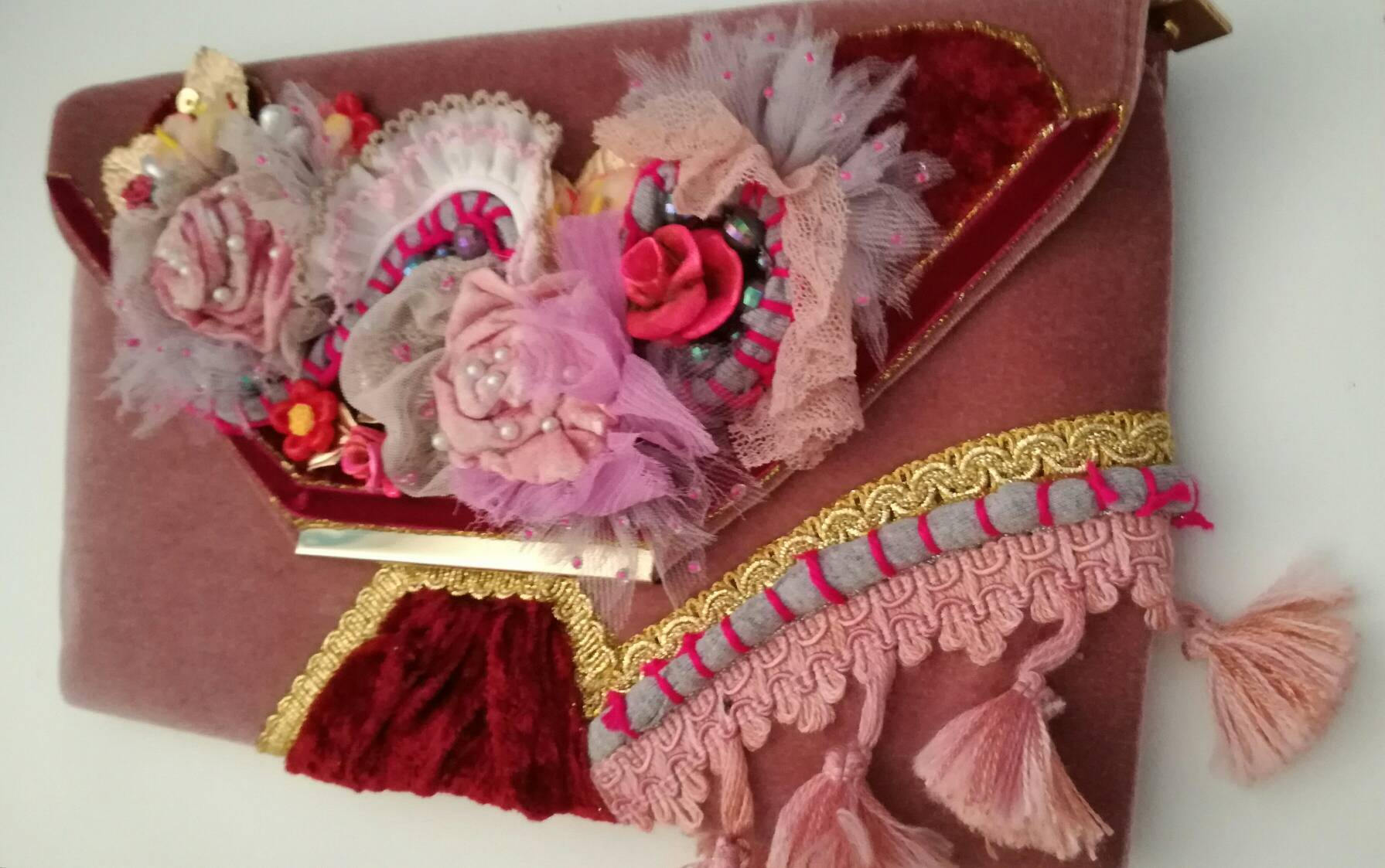 Velvet Shabby Clutch. Shabby Chic Deluxe Handmade OOAK Clutch. - Etsy