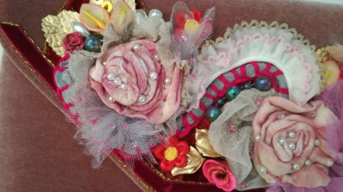 Velvet Shabby Clutch. Shabby Chic Deluxe Handmade OOAK Clutch. - Etsy