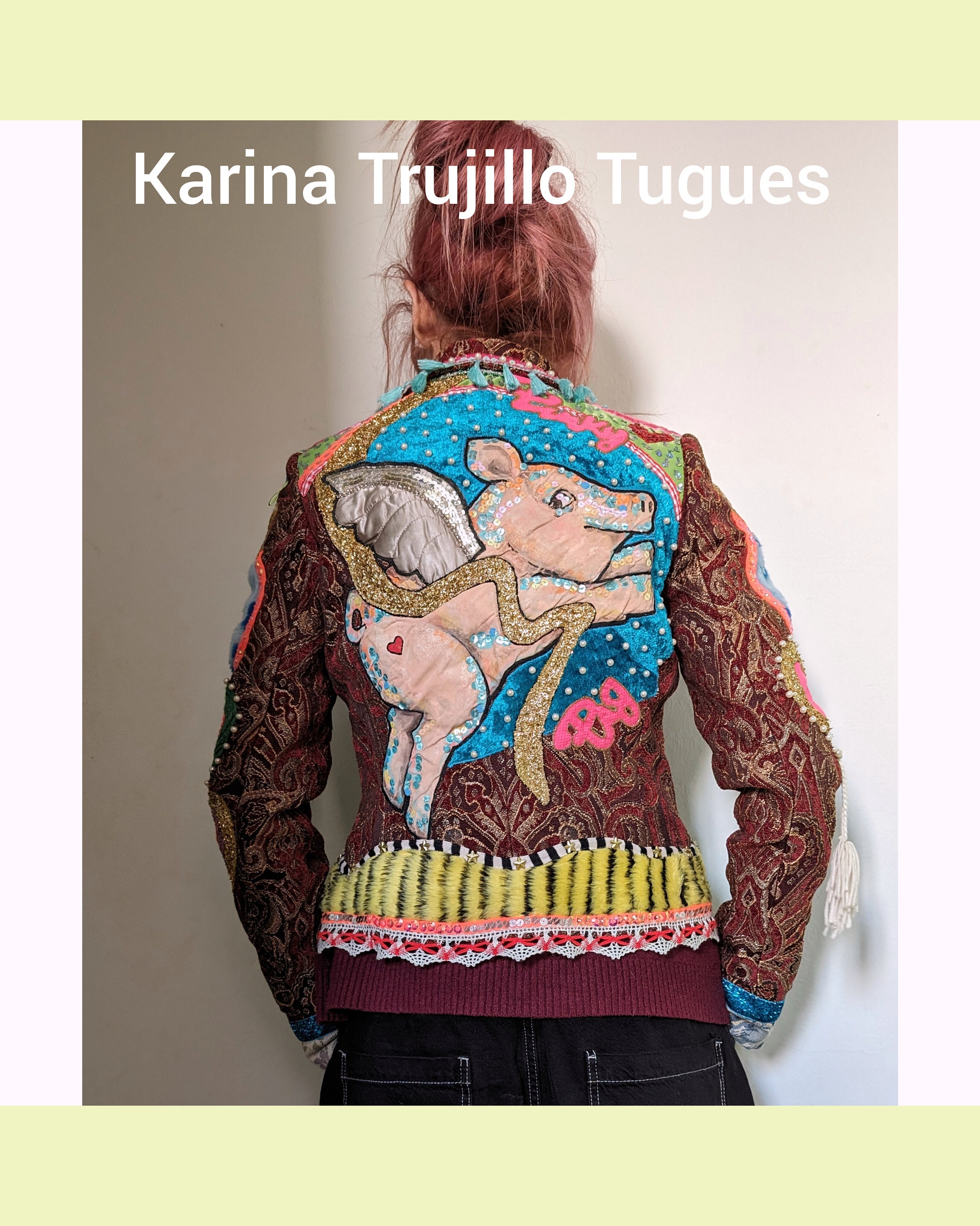 Chaqueta De Brocado Vintage, Color Bordeaux. Full Bordada Y Pintada a ...