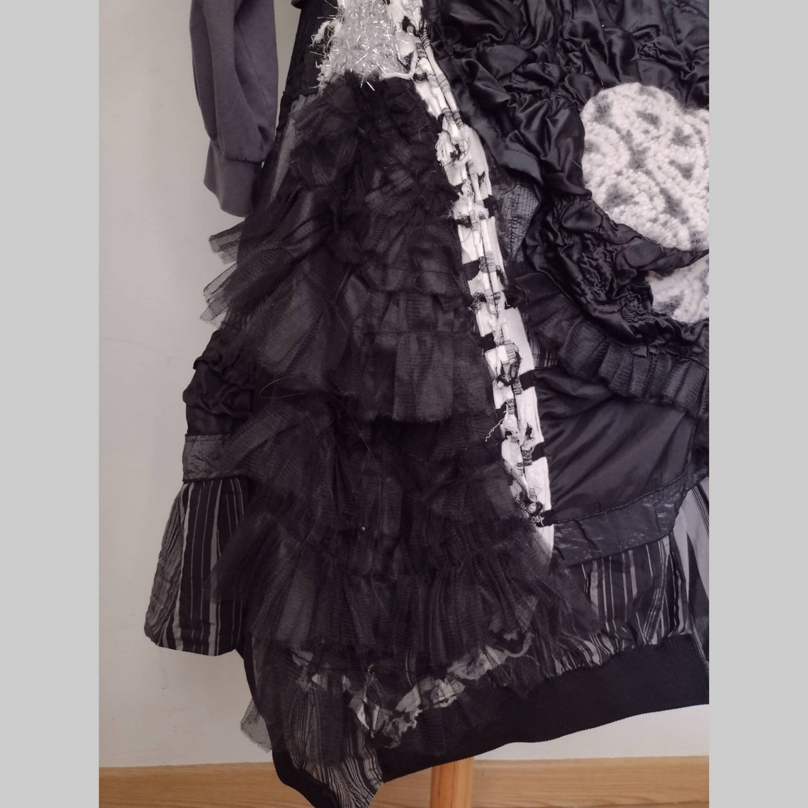 Black and Grey Patchwork Goth Jacket. Midi Black Handmade - Etsy