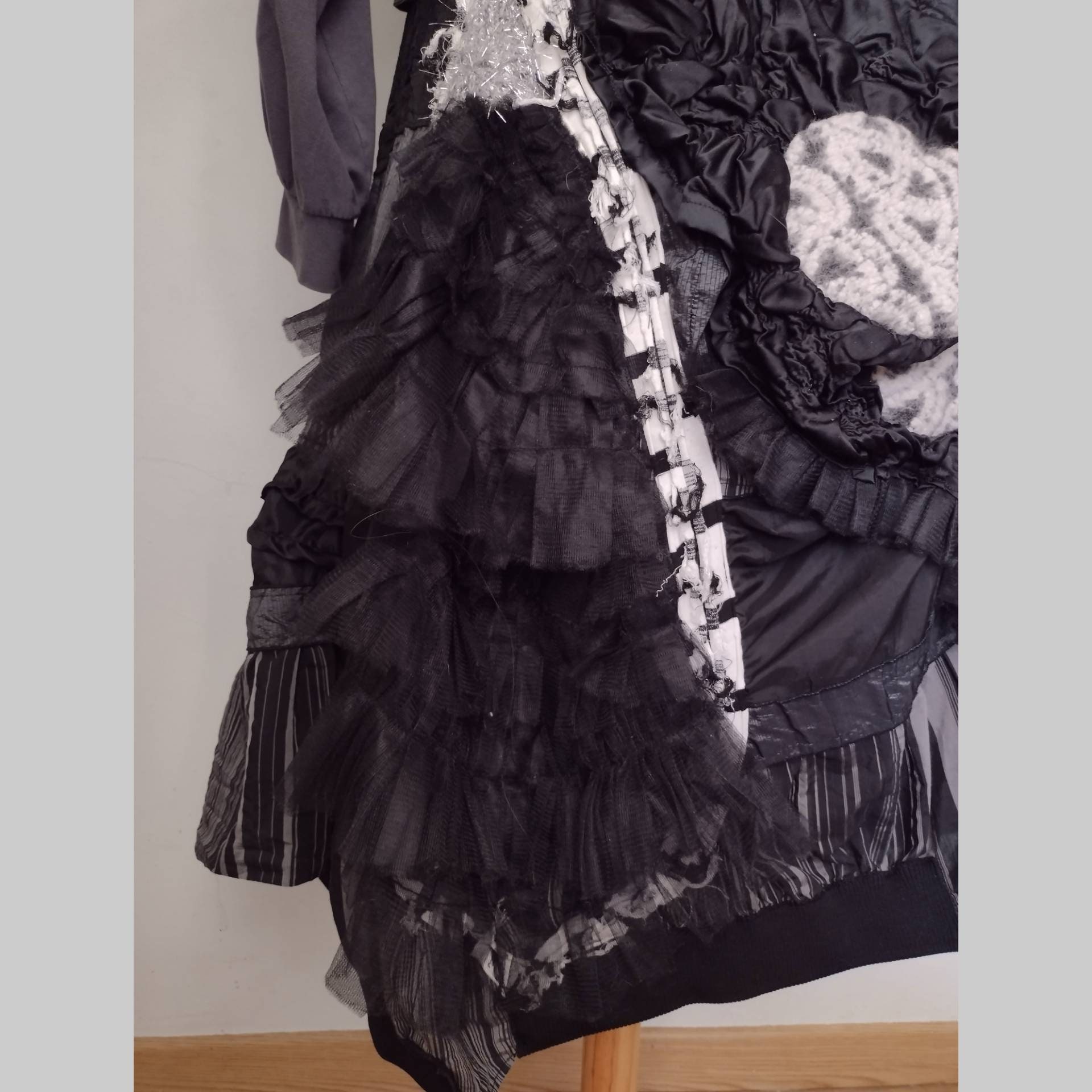 Black and Grey Patchwork Goth Jacket. Midi Black Handmade Embroidery ...