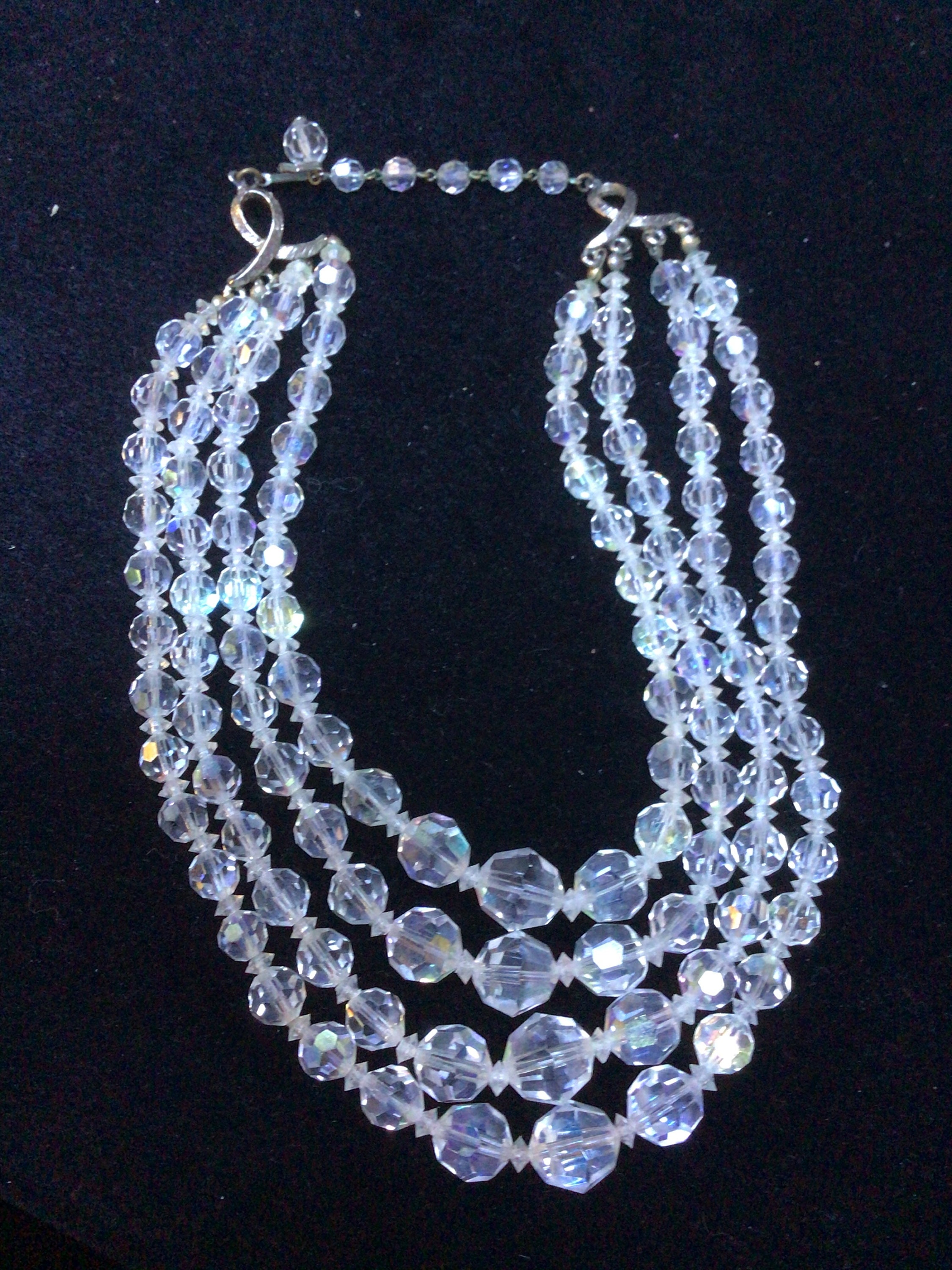 4 Strand Crystal Necklace - Etsy