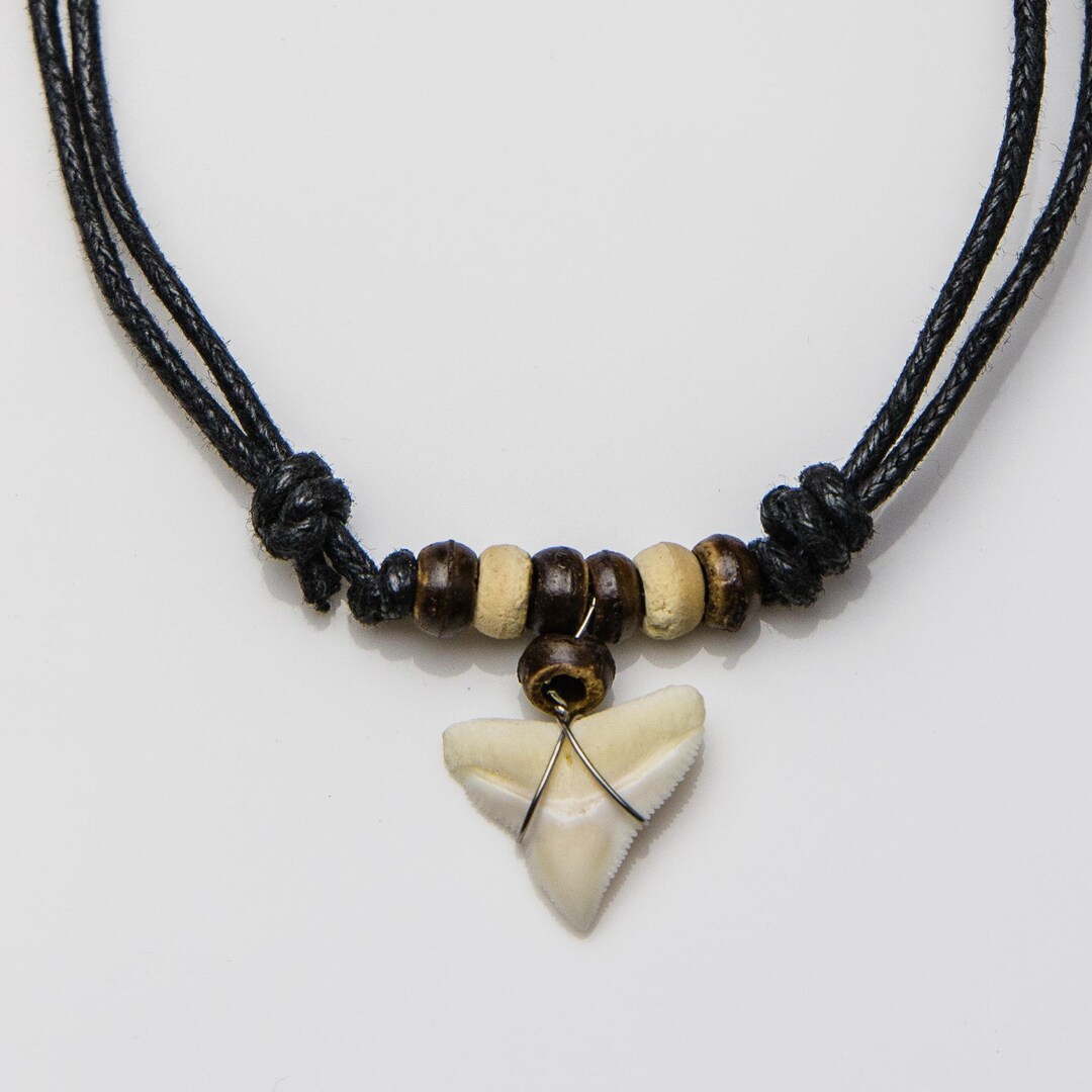 Bull Shark Tooth Necklace Sharks Teeth Bone Beaded Boys Shark Tooth ...