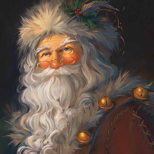 Berry Santa in Gray by Susan Comish - Etsy