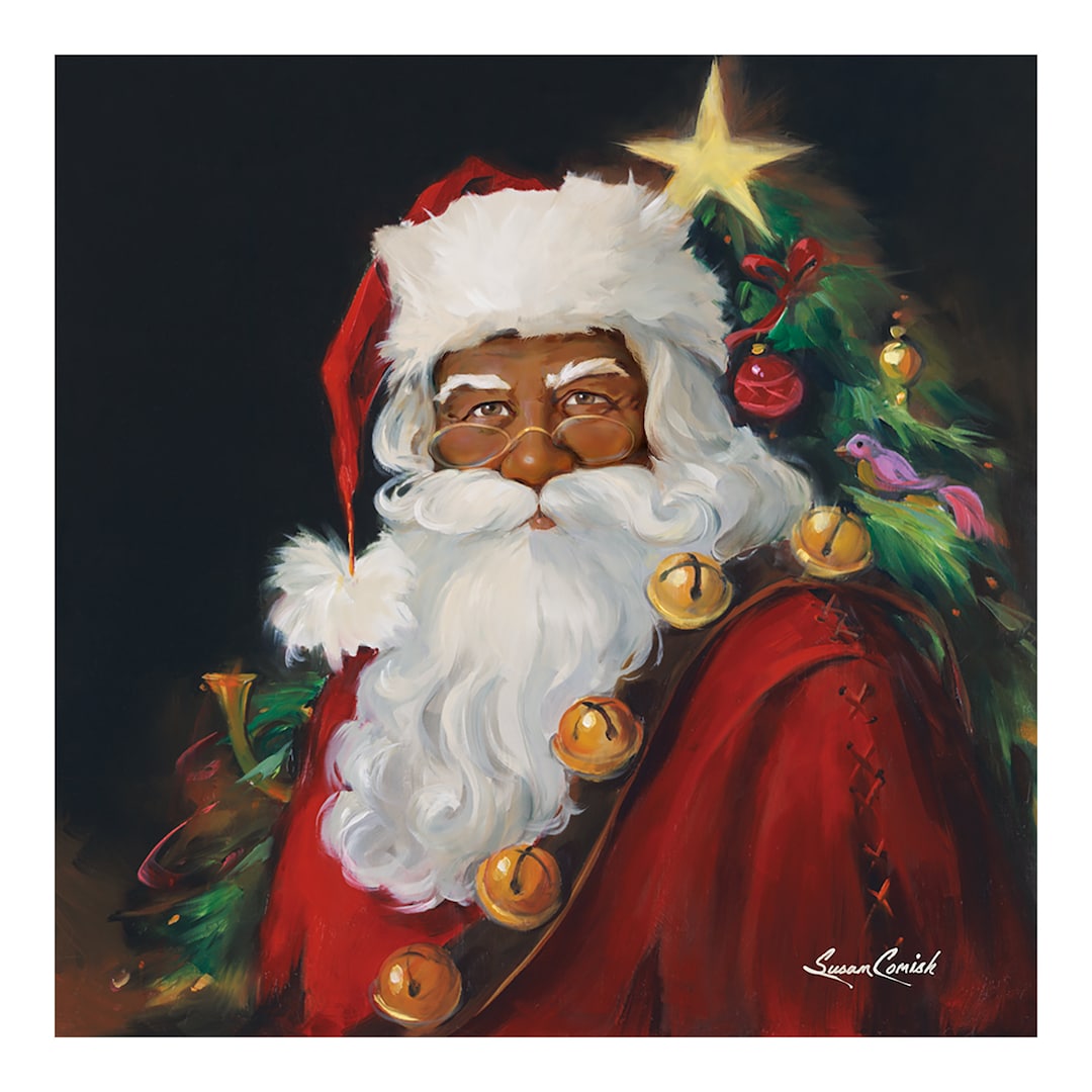 Sparkling Santa in Black by Susan Comish - Etsy