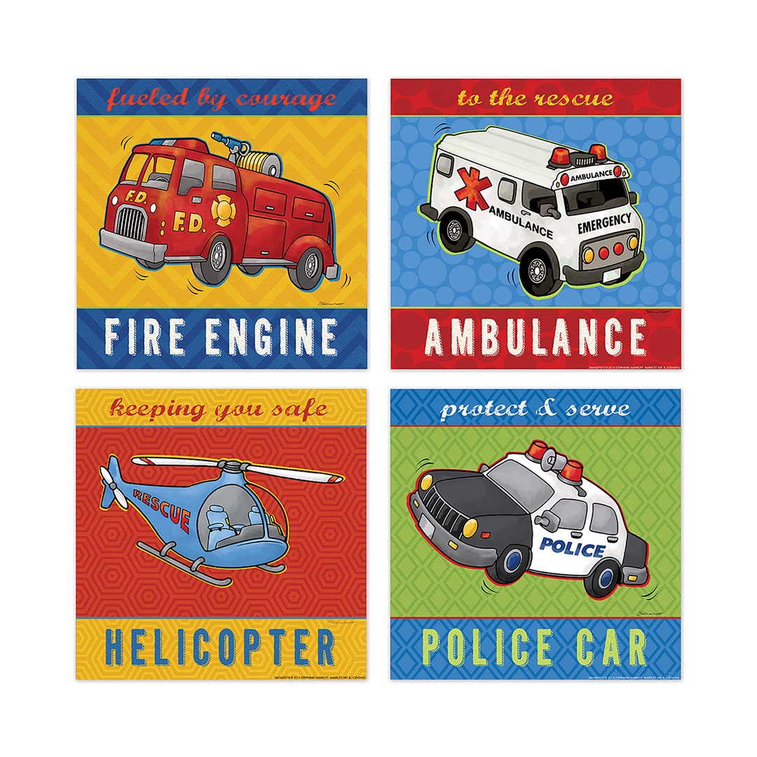 Emergency Vehicles 4 Set by Stephanie Marrott - Etsy