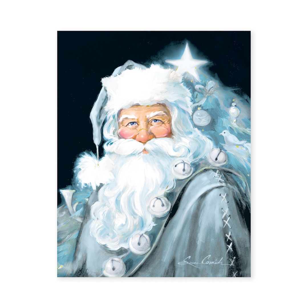 Sparkling Santa in Ice Blue by Susan Comish - Etsy