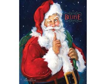 Susan Comish Not A Creature Santa Home Decor Art Print on Real Wood - Etsy